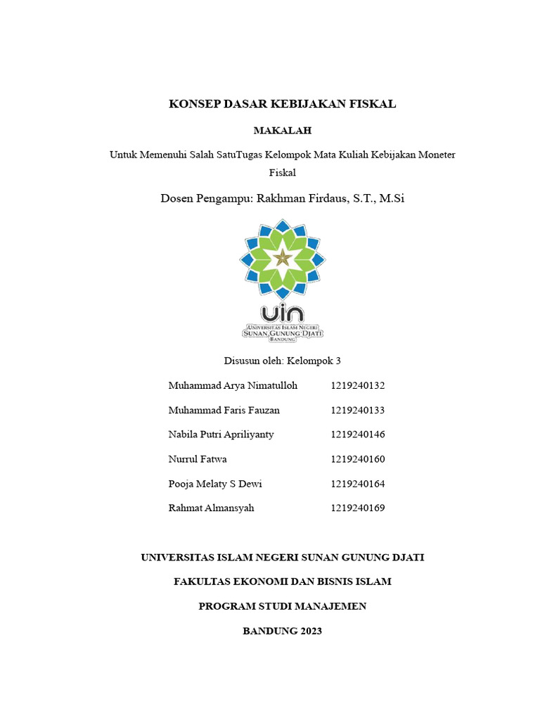 Konsep Dasar Kebijakan Fiskal | PDF