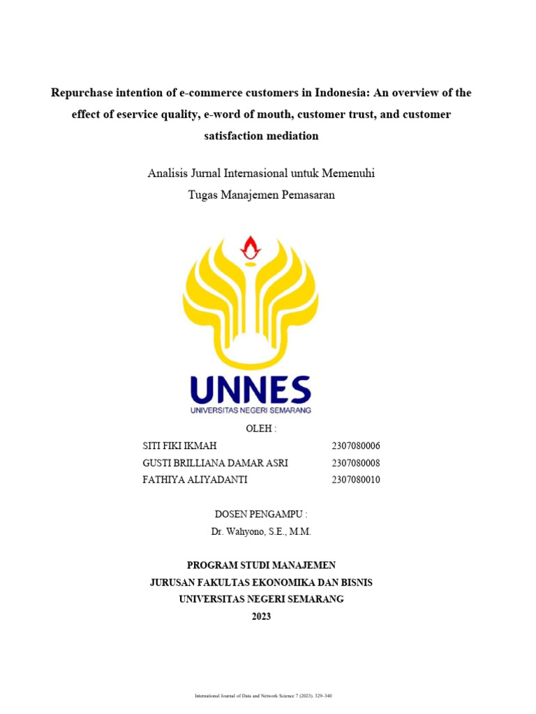 E-Commerce Repurchase Intentions in Indonesia | PDF | Customer | E Commerce