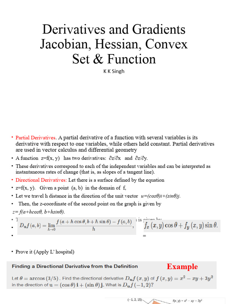 Derivatives, Gradients, Jacobians, Hessians | PDF | Derivative | Matrix ...