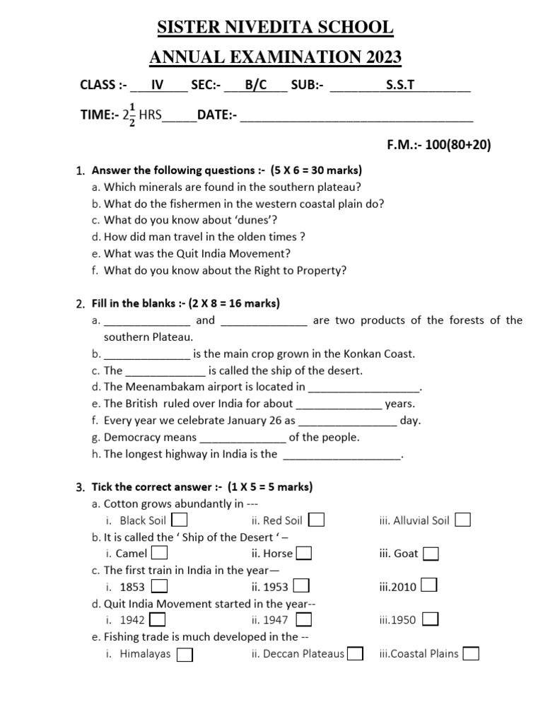 Class Iv (B & C) SST | PDF | Desert | Earth Sciences