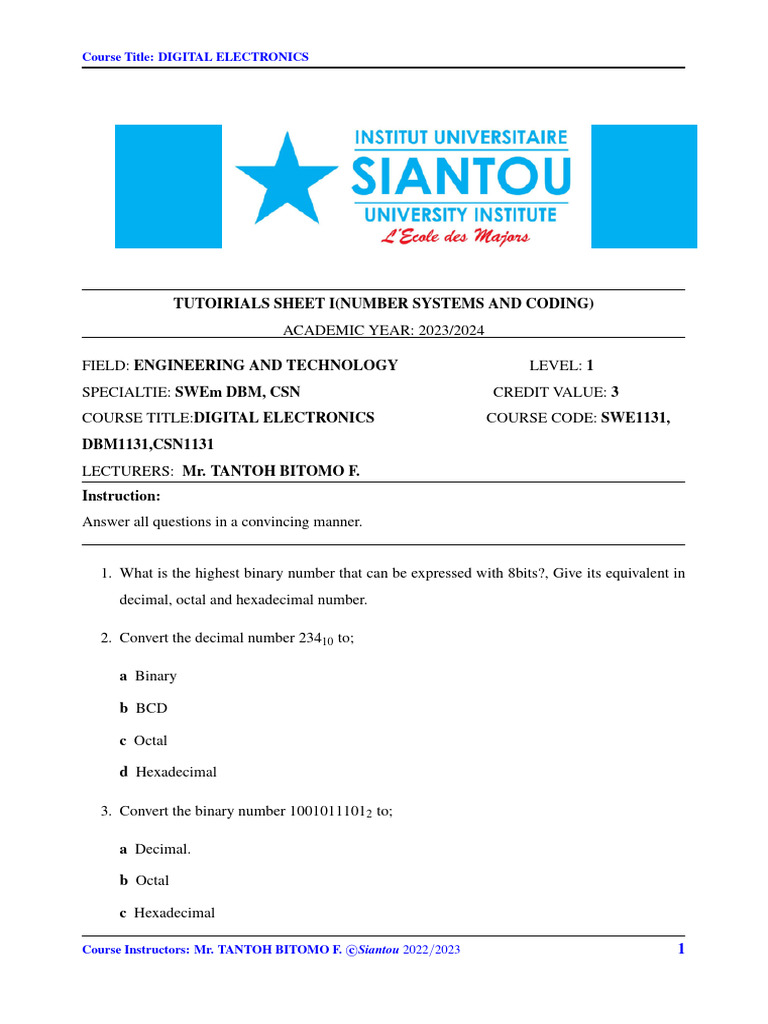 Digital Electronics Basics | PDF | Binary Coded Decimal | Decimal