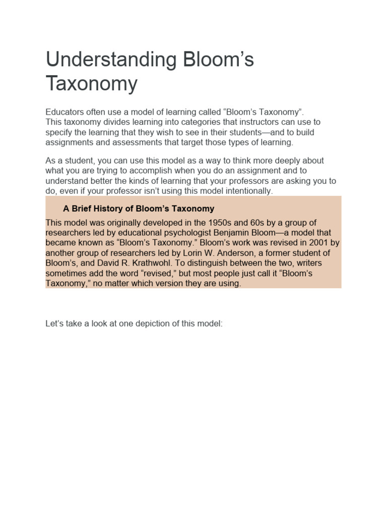 Understanding Bloom Reading and Writing | PDF | Knowledge | Metacognition