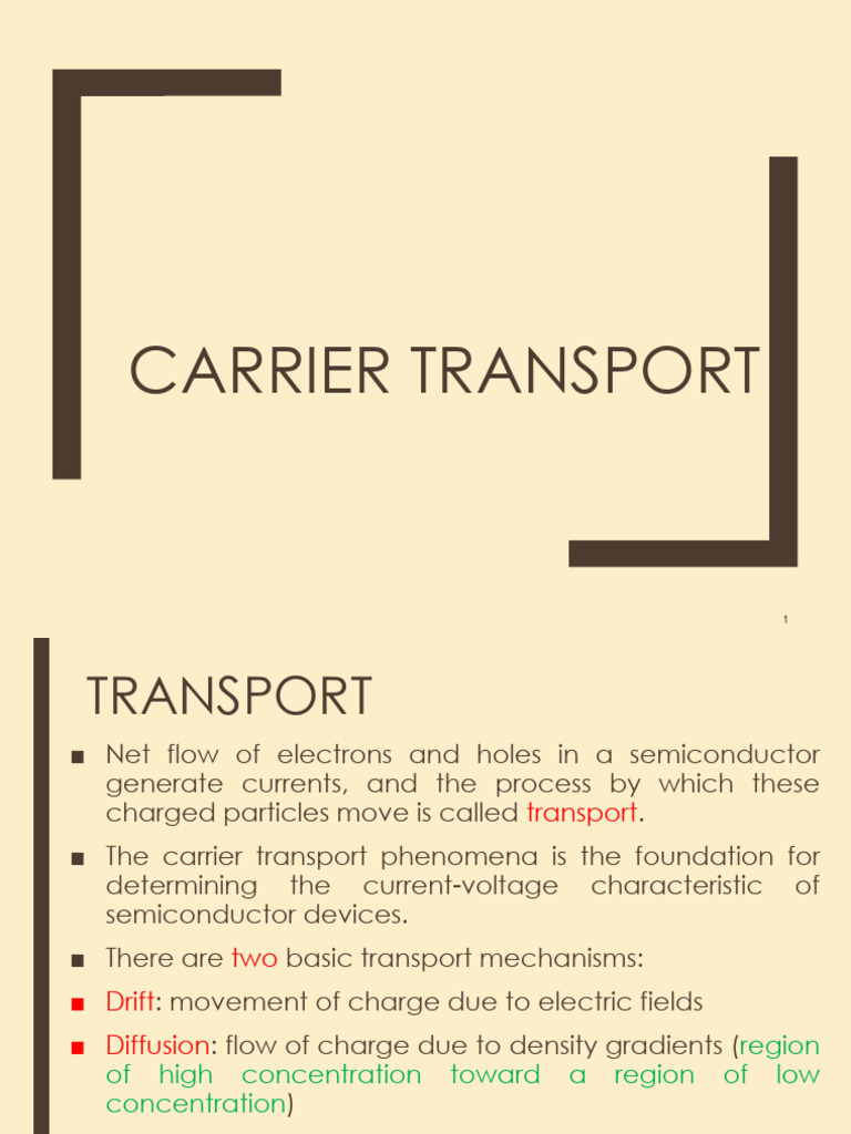 Lecture Week 2 Carrier Transport | PDF | Electrical Resistivity And ...