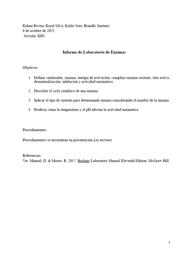 Informe sobre Actividad Enzimática de Catalasa | PDF | Enzima | Agua