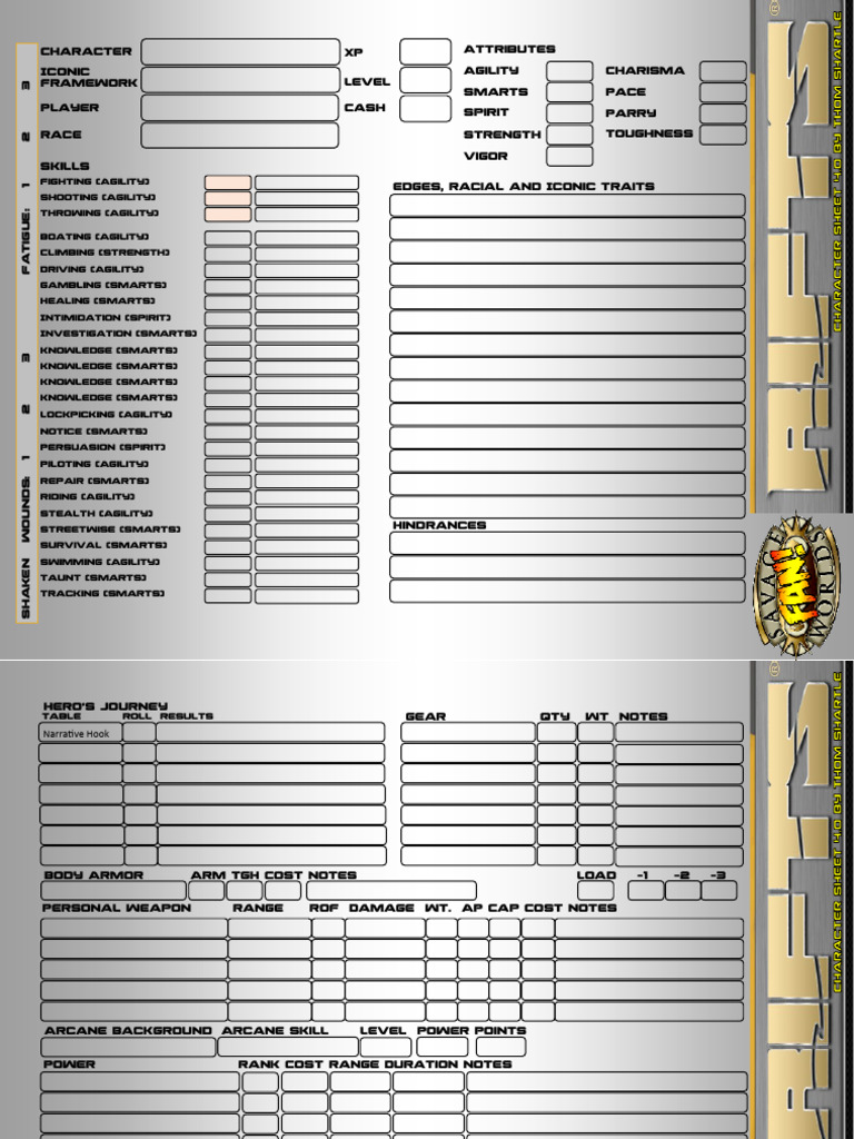Savage Worlds - RIFTS - Character Sheet | PDF