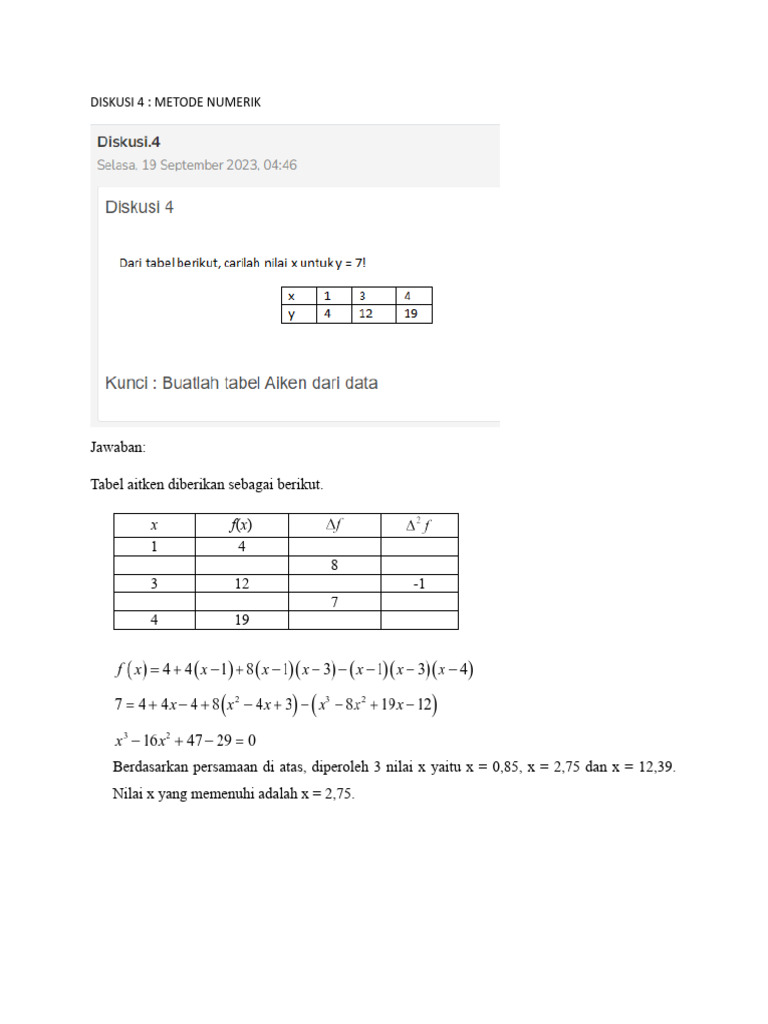 Diskusi 4-Metode Numerik | PDF