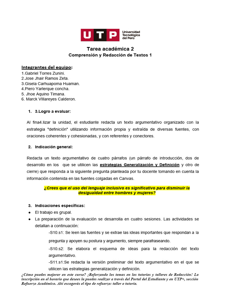 GC N01I TA2Consigna 22C1M | PDF | Aprendizaje | Escritura