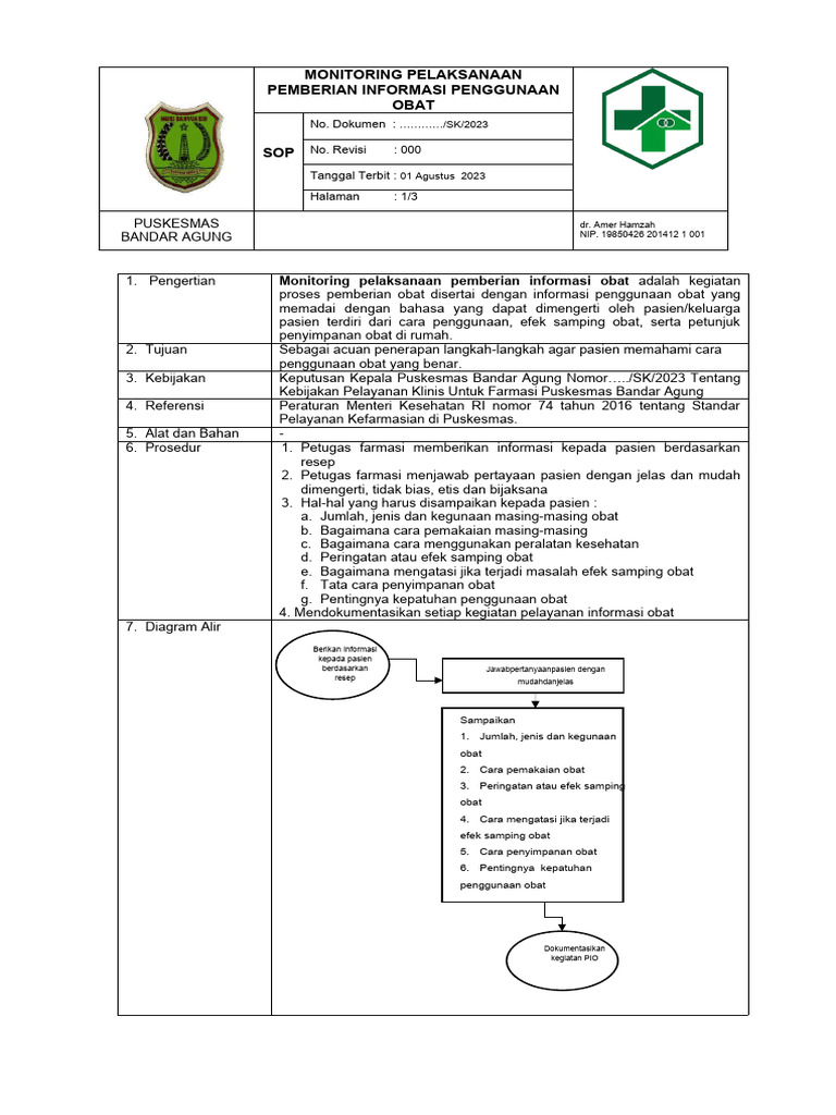 Sop Pio PKM Bandar Agung Fix | PDF