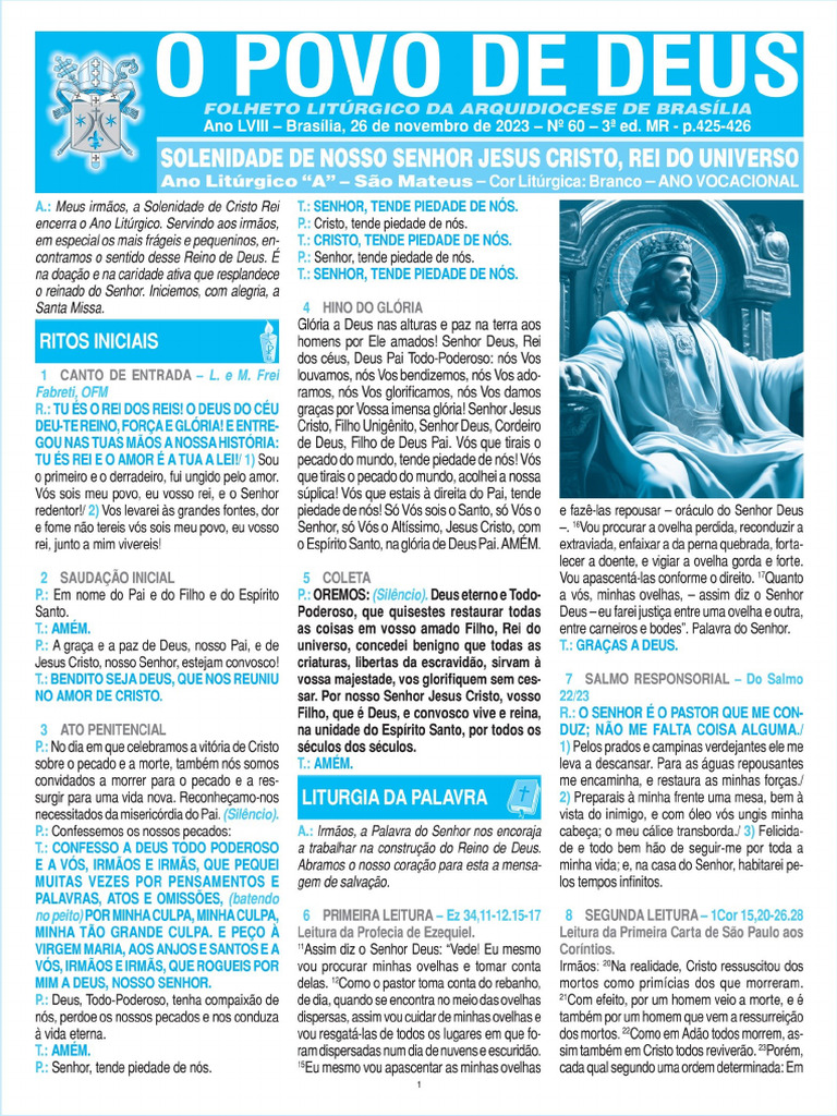 60 Povo Deus 58-26-11 CRISTO REI Prova Final | PDF