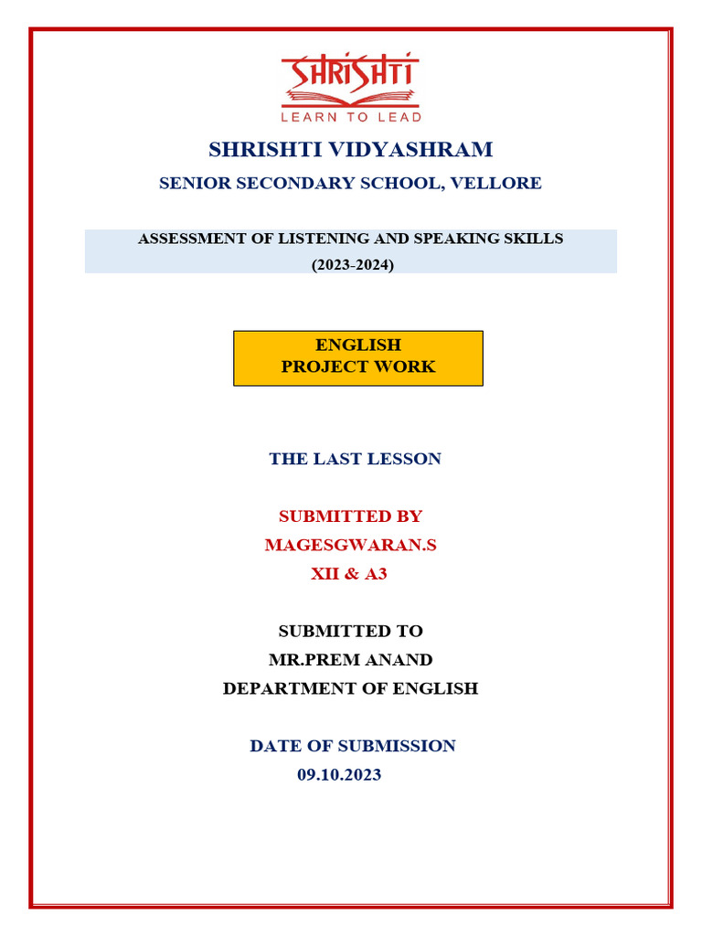 English Project Cover Page - 23 | PDF