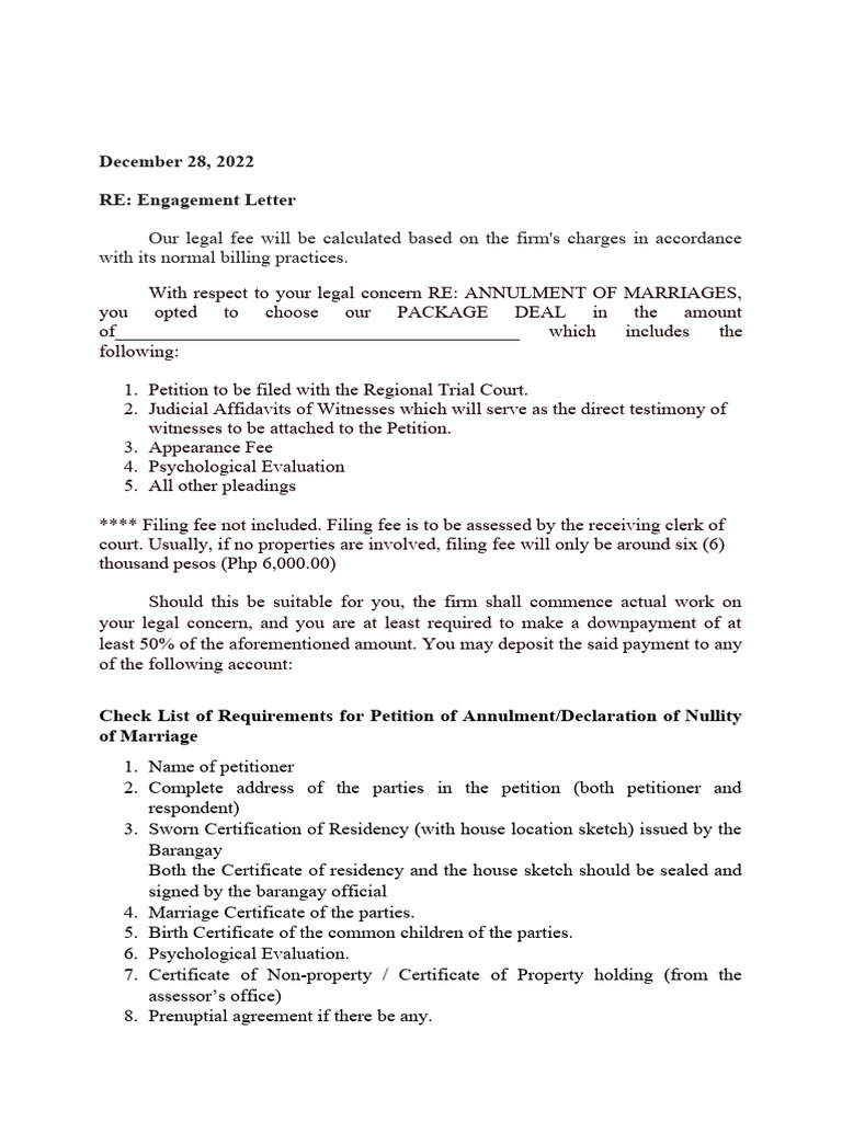 Engagement Letter ANNULMENT-OF-MARRIAGE-OFFER | PDF | Consul ...