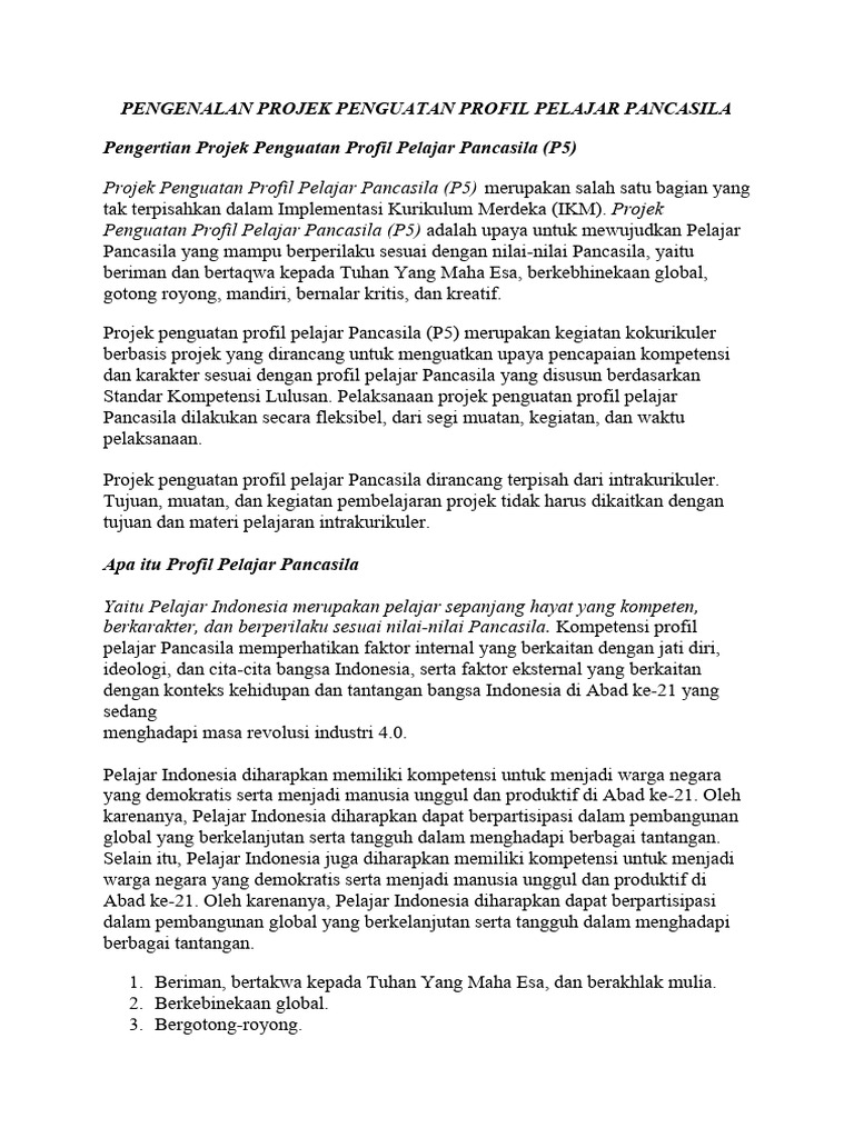 Materi Pengenalan P5 | PDF | Karier & Perkembangan