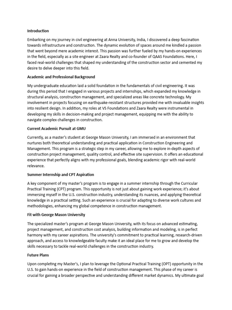 Gmu Sop Matriculation | PDF | Project Management | Experience