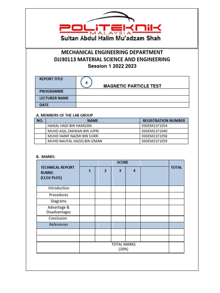 Magnetic Particle Test Report | PDF