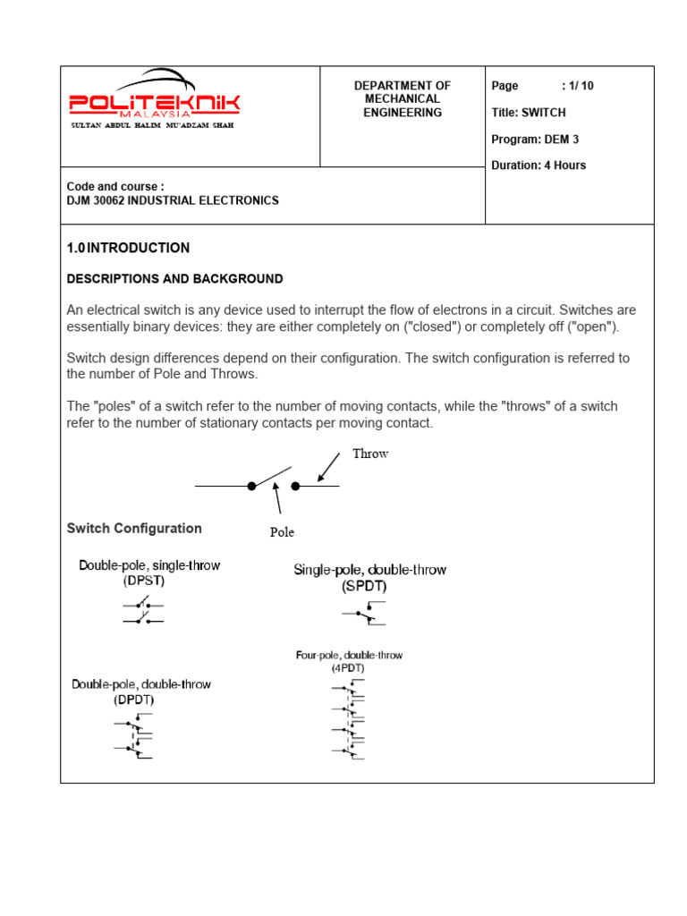 Switch Lab 1 (2022) | Download Free PDF | Switch | Electrical Network
