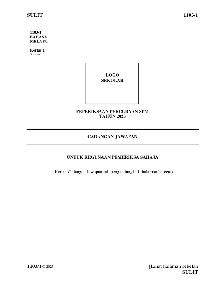 BM 1 Skema Jawapan PPC SPM 2023 | PDF