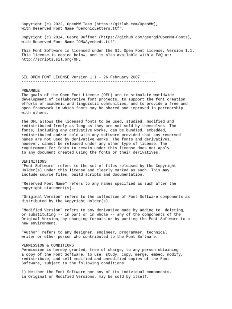 Demonic Letters Font License | PDF | Copyright | Software