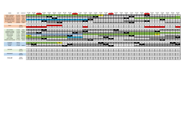September Roster Checker | PDF