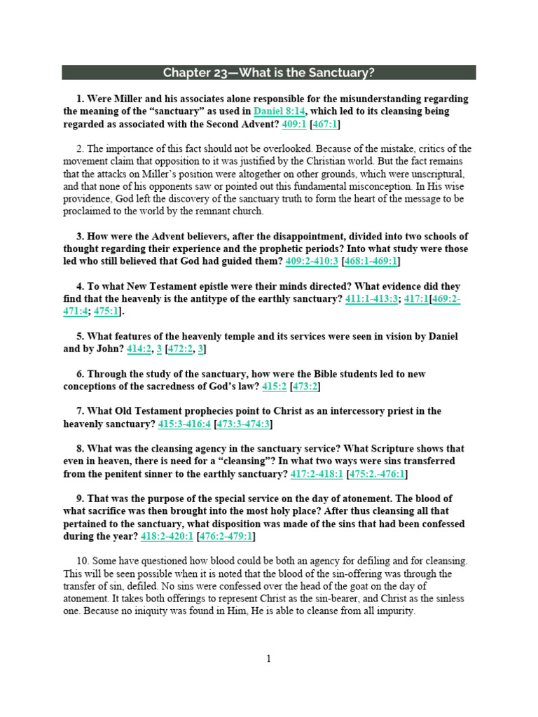 Study Guide On The Sanctuary (GE-23) | PDF | Tabernacle | Jesus