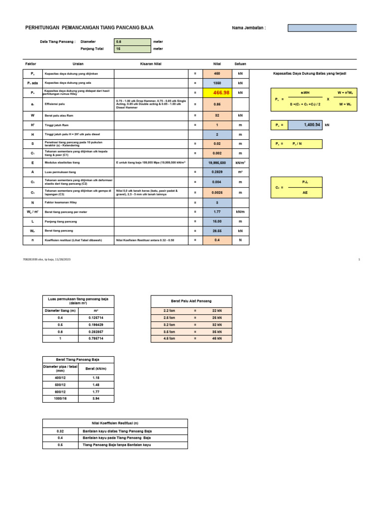 Perhitungan Tiang Pancang Baja | PDF | Sains & Matematika