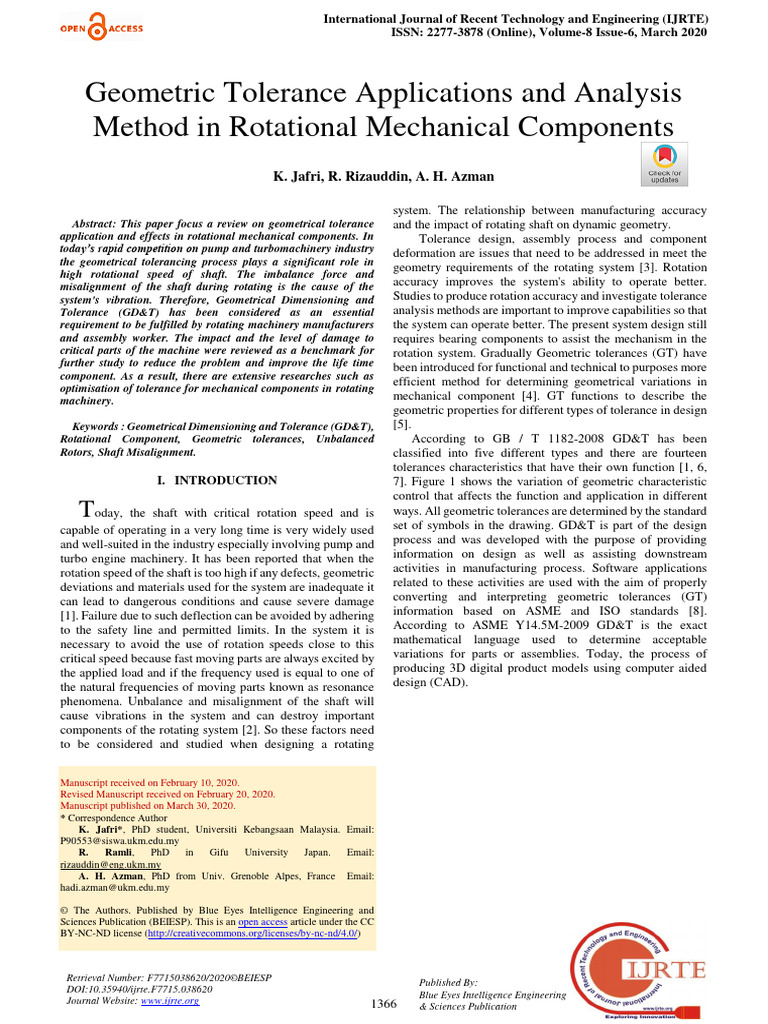 Geometric Tolerance Applications and Analysis Method in Rotational ...