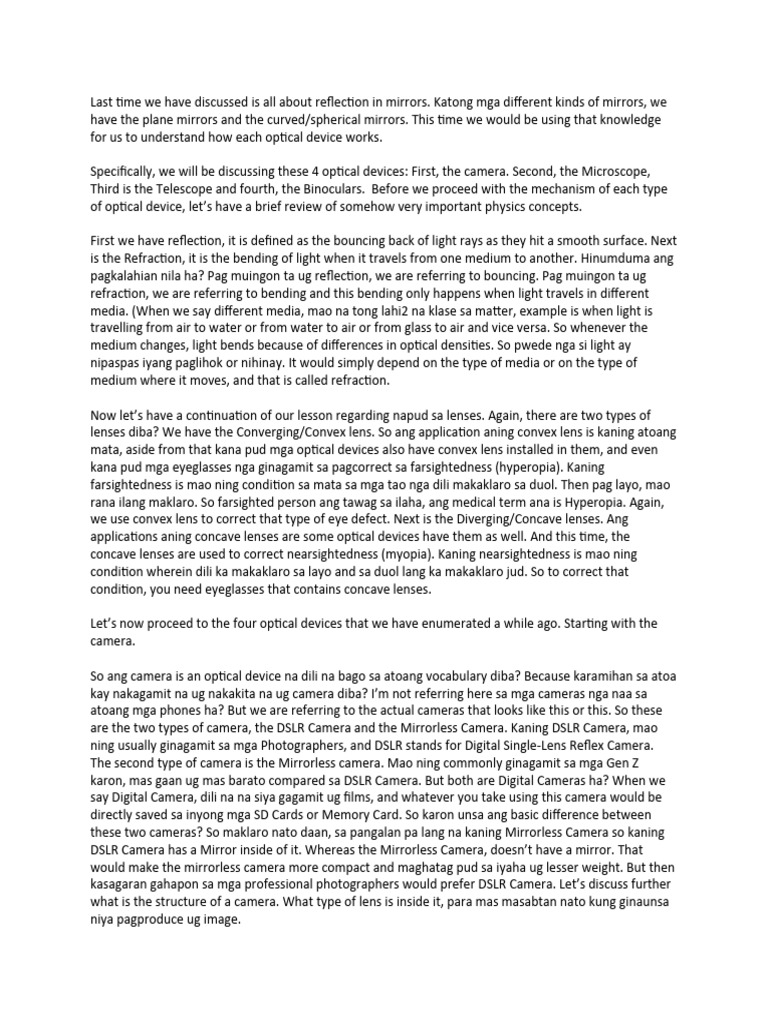 Script Q2 M5 | PDF | Telescope | Camera Script Q2 M5 | PDF | Telescope | Camera