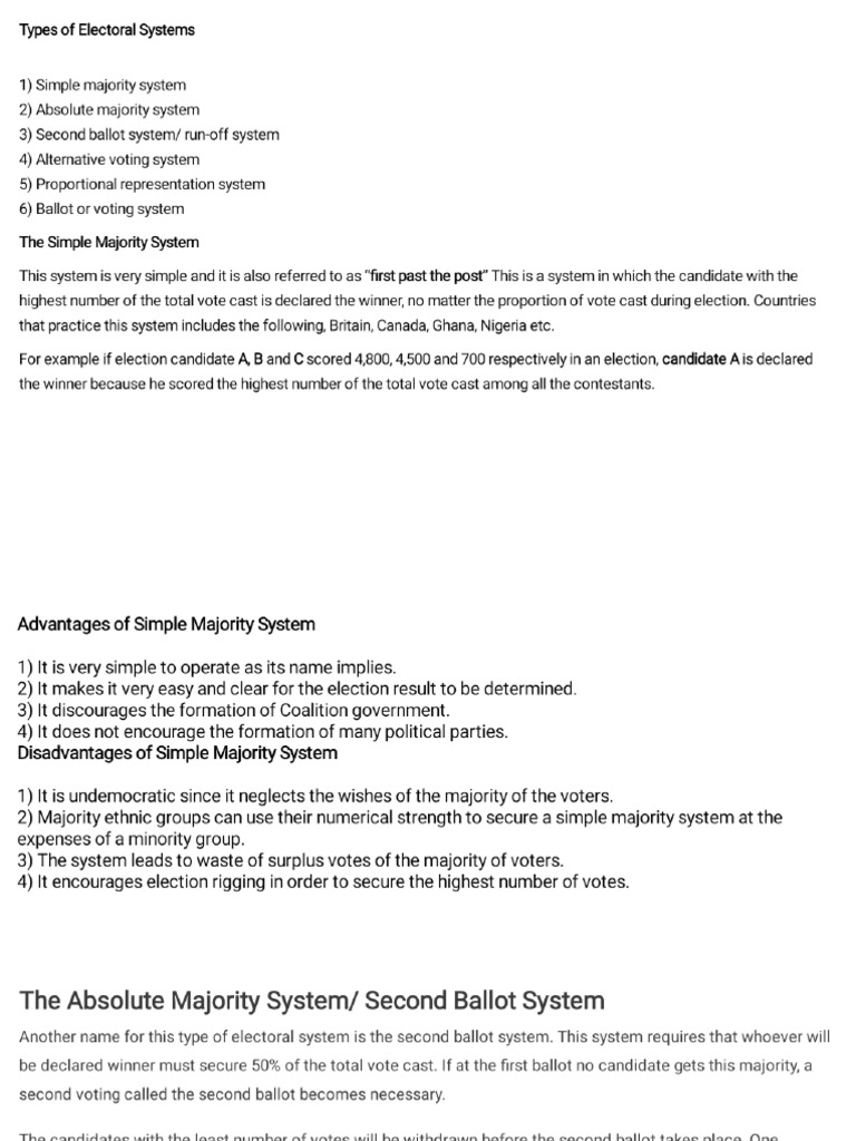 Presentation On Electoral Systems - 2022 | PDF