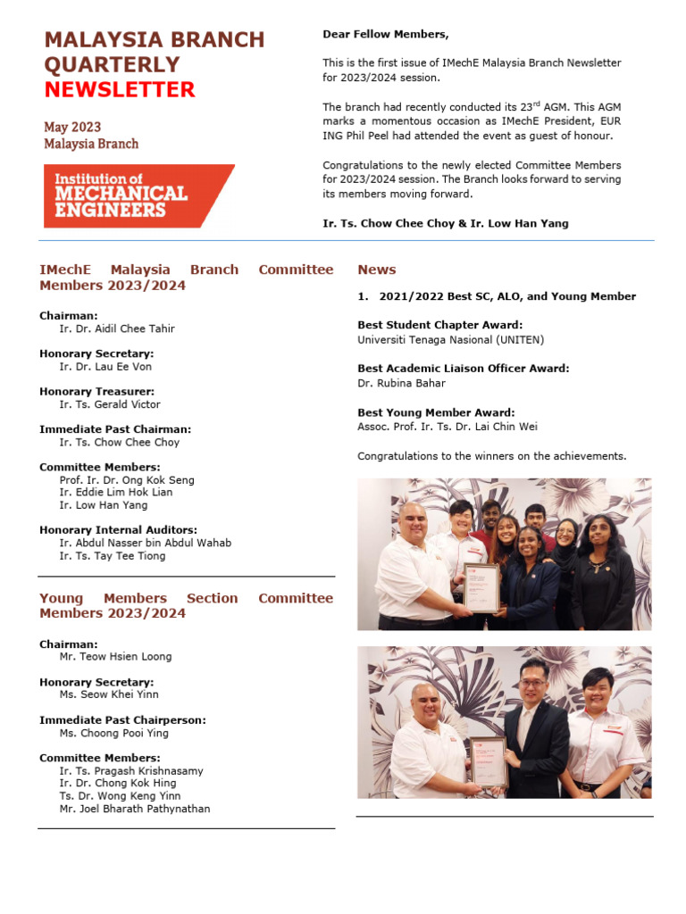 IMechE Malaysia May 2023 Newsletter | PDF | Engineering | 3 D Printing