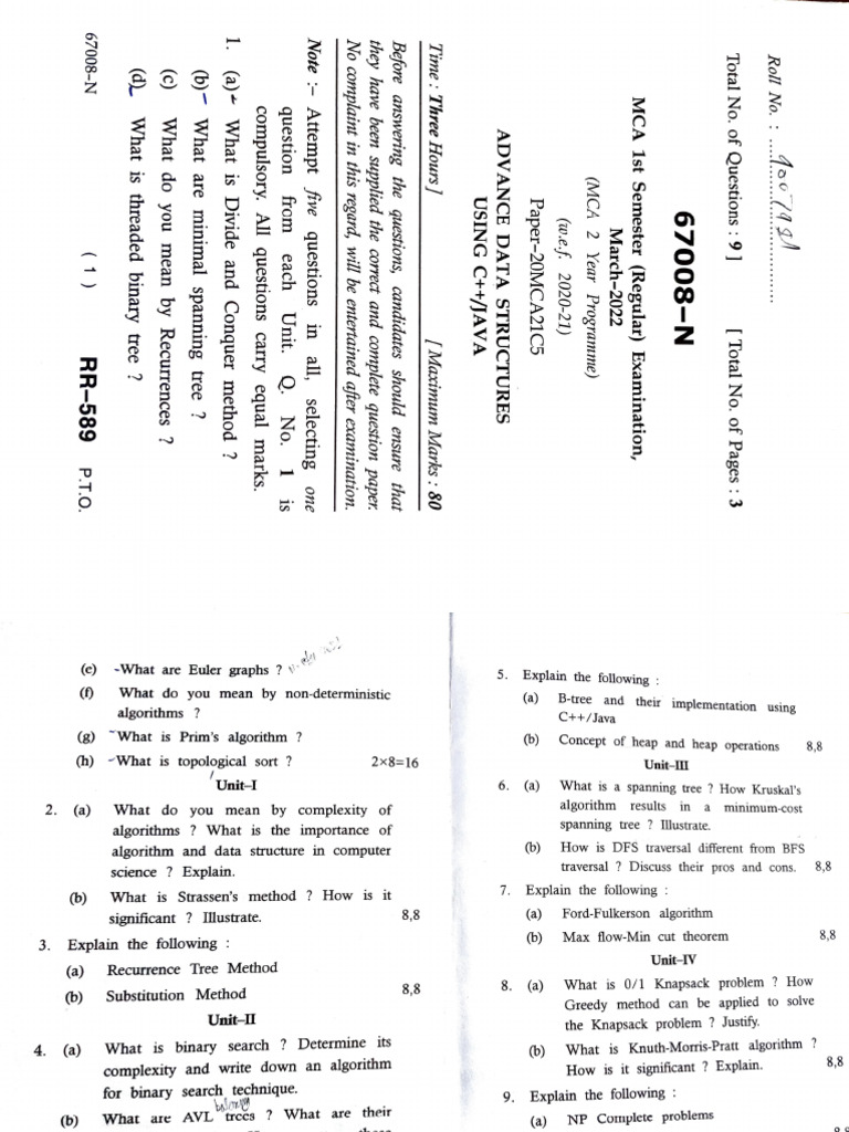 Advance Data Structure With C++ 2022 | PDF | Computational Complexity ...