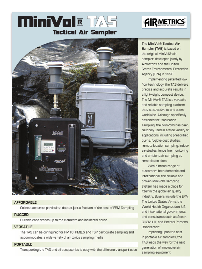 MiniVol TAS AirMetrics Brochure | PDF | Particulates | Pump