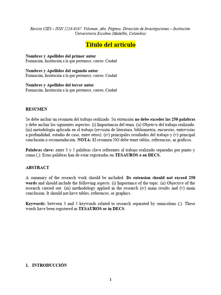Guía para Publicación en Revista CIES | PDF | Estilo apa | Science