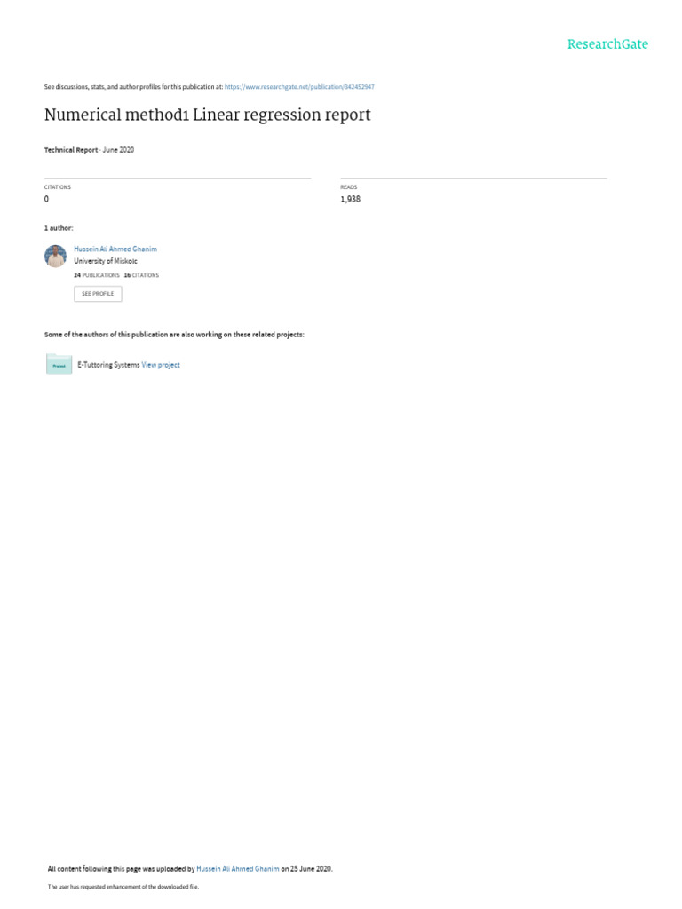 Linear Regression Report | PDF | Regression Analysis | Linear Regression
