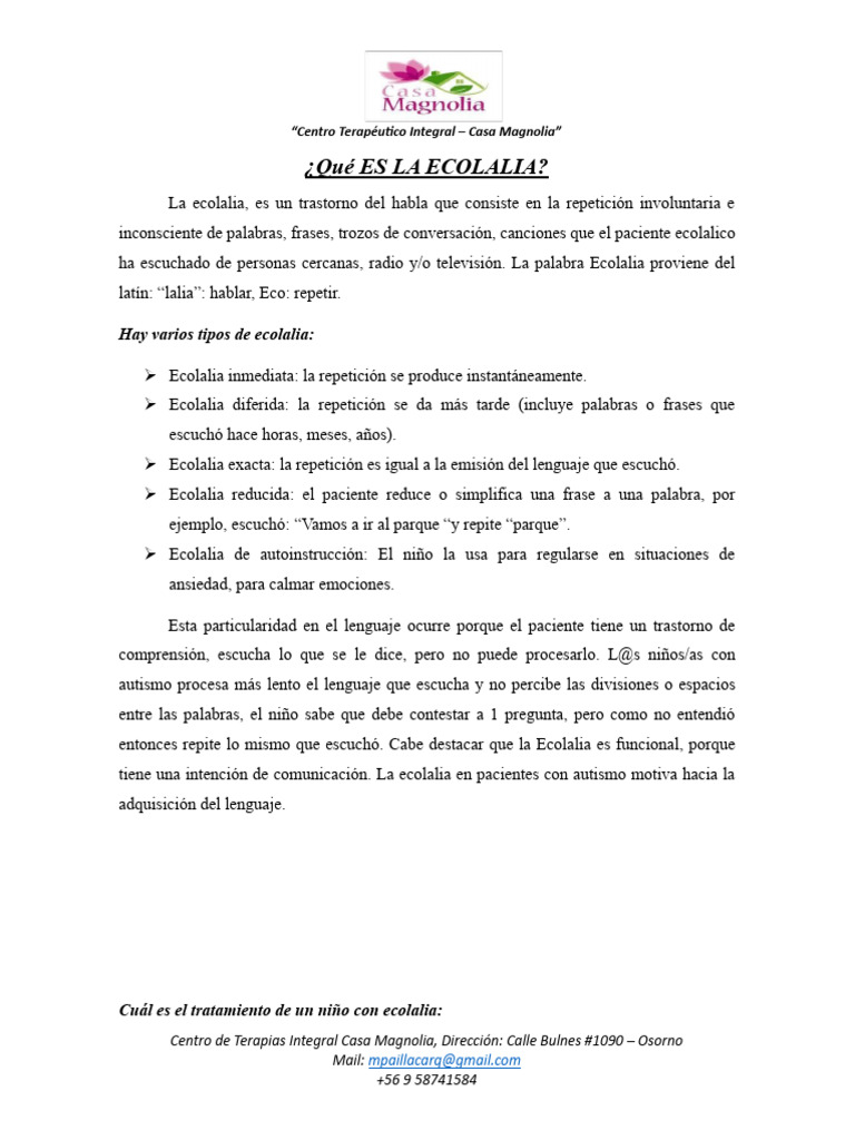 Que Es La Ecolalia 2023 | PDF | Comunicación | Cerebro