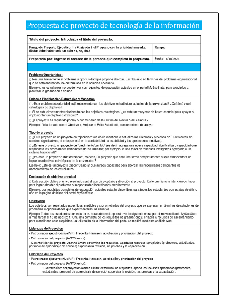 Propuesta de Proyecto Ejemplo | PDF | Software | Informática