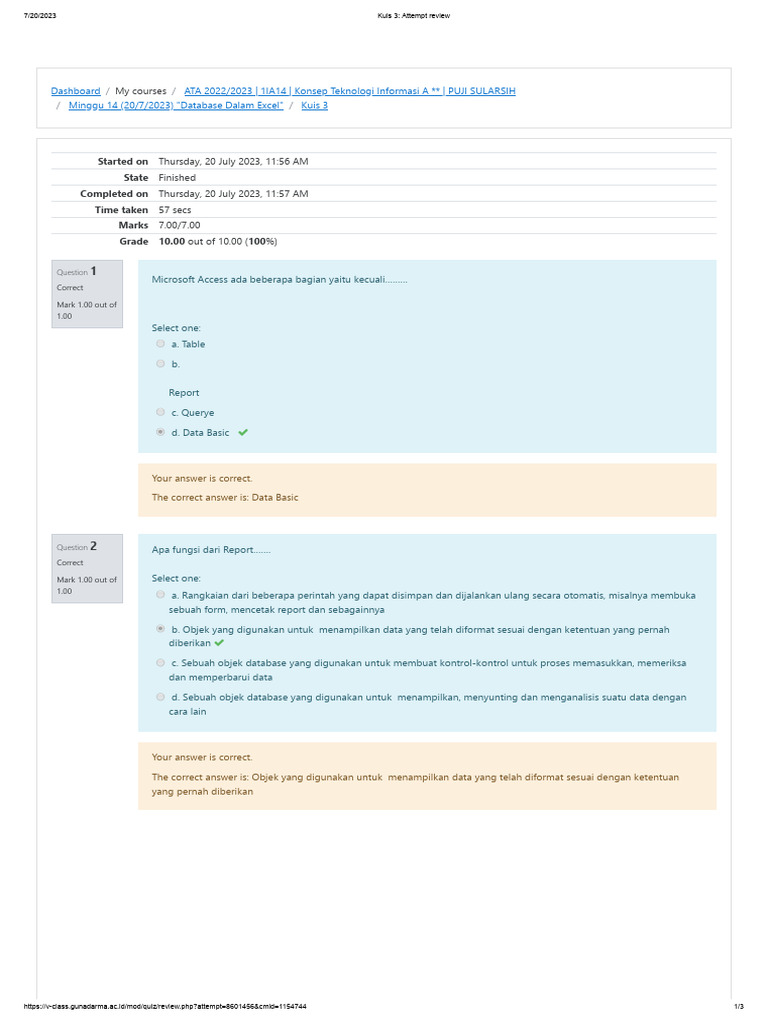 Kuis 3 - Attempt Review | PDF | Komputer