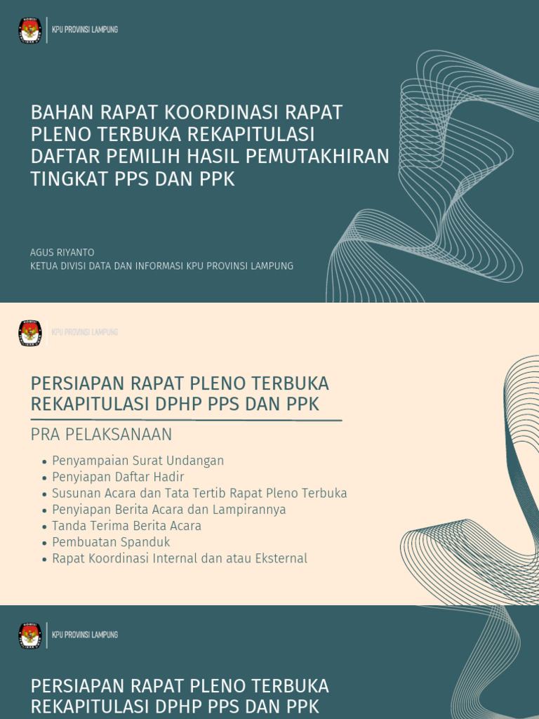 Bahan Rapat Koordinasi Rapat Pleno Terbuka Rekapitulasi Daftar Pemilih Hasil Pemutakhiran ...