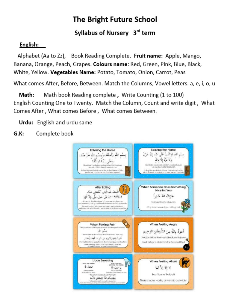 Syllabus of Nursery 3rd Term | PDF