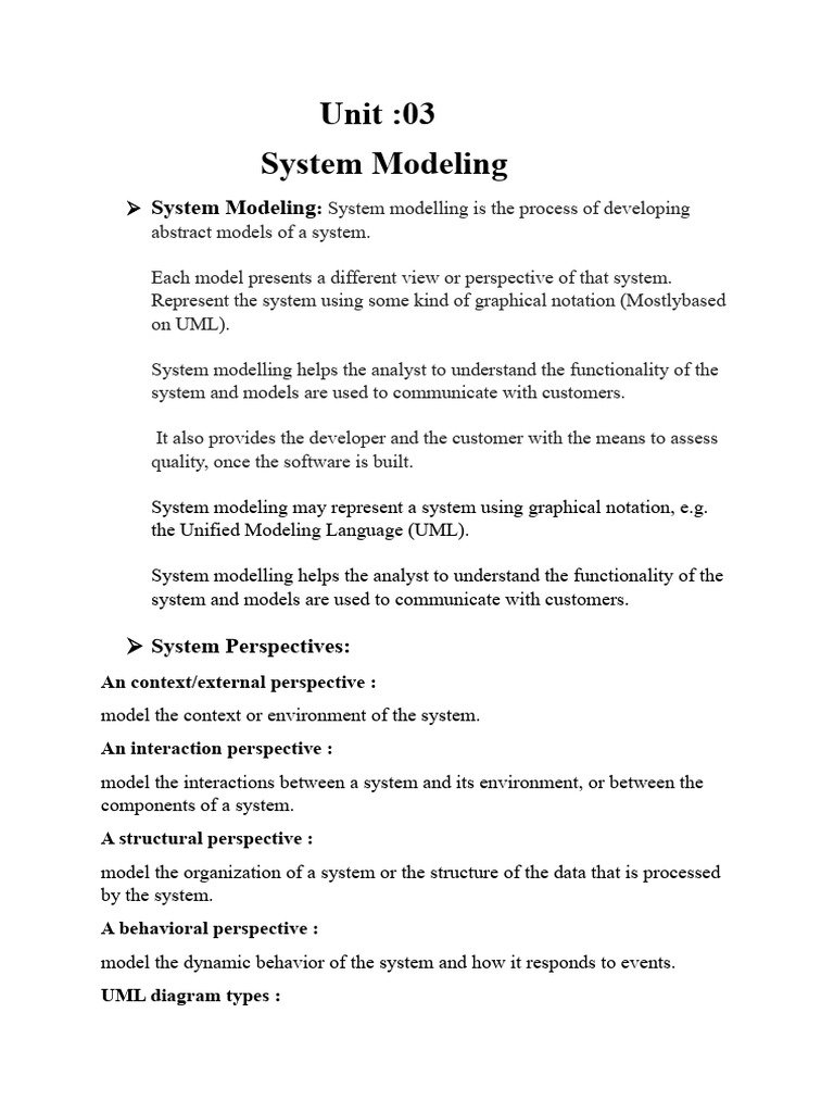 System Modeling Unit3 Notes Pdf Class Computer Programming Use Case 5778
