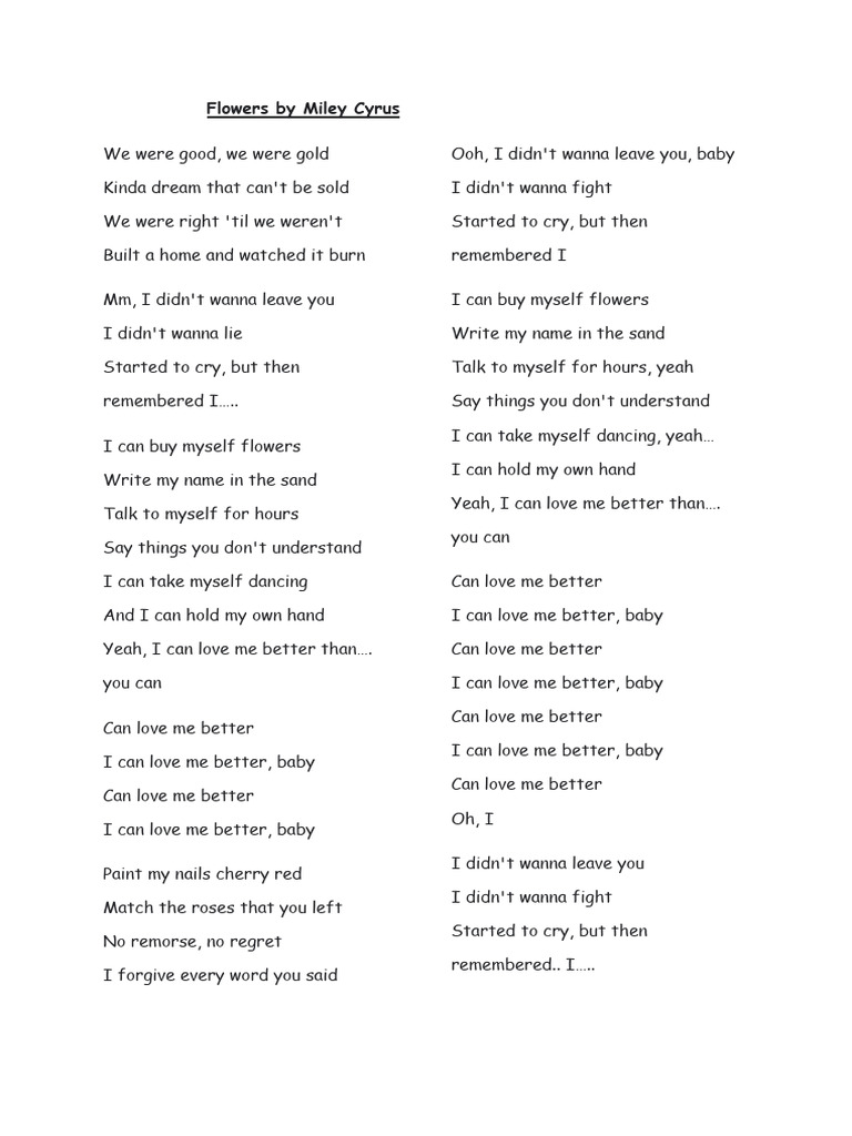 Flowers by Miley Cyrus | PDF