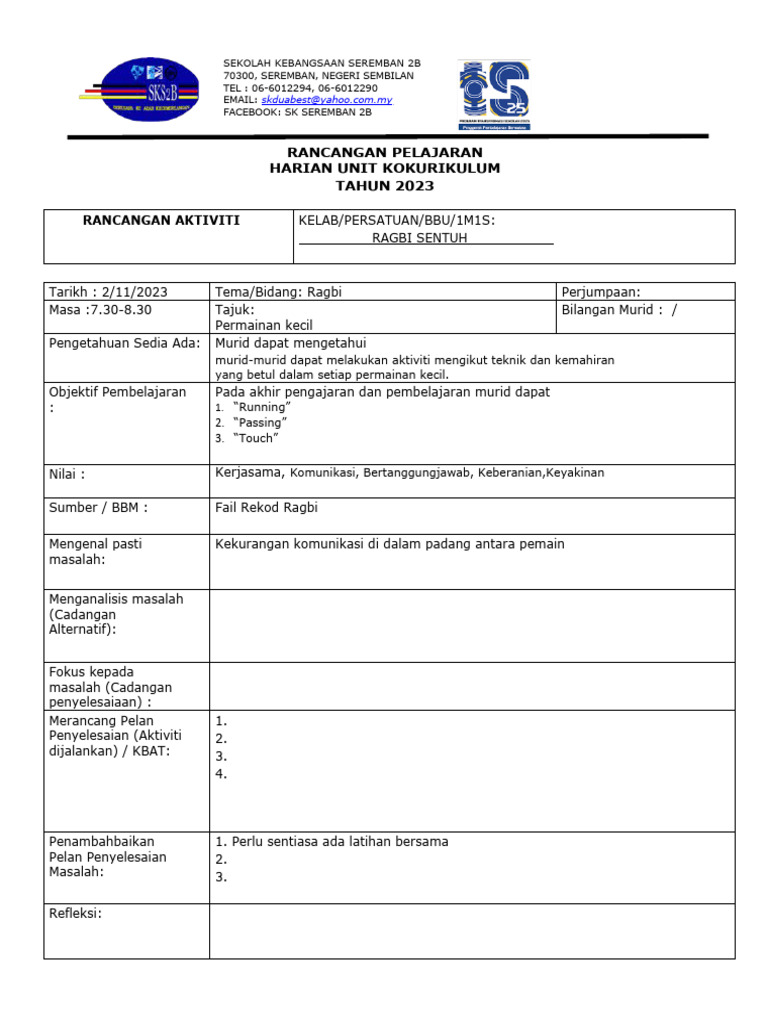 RPH Ragbi Sentuh | PDF