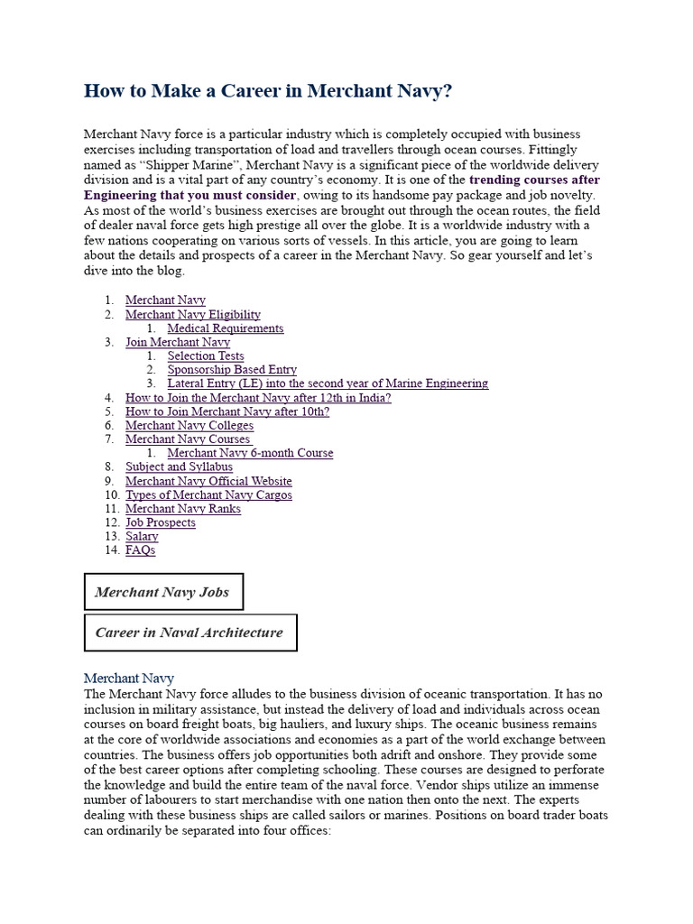 How To Make A Career in Merchant Navy | PDF | Ships | Navies