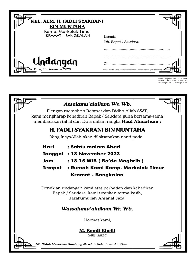 Undangan Khoul | PDF