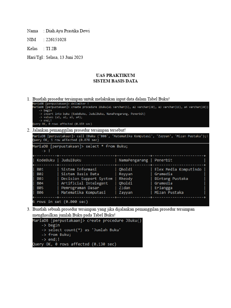 Prosedur dan Trigger Basis Data Buku | PDF | Karier & Perkembangan