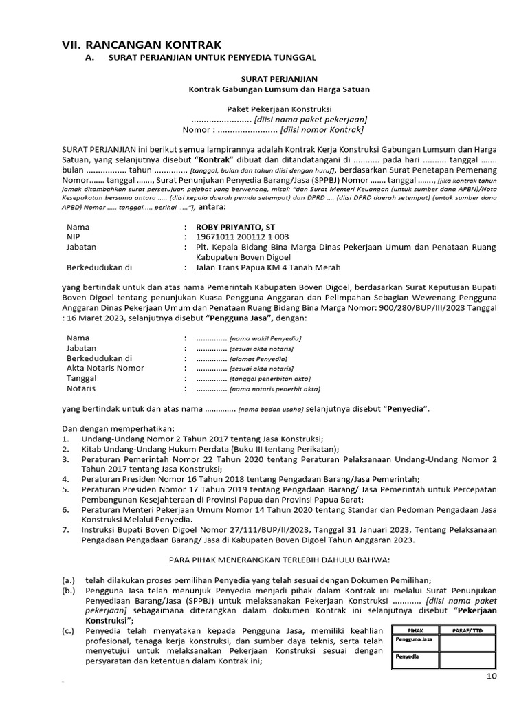 RANCANGAN KONTRAK REVIU 26 Juli 2023 | PDF | Teknologi & Rekayasa