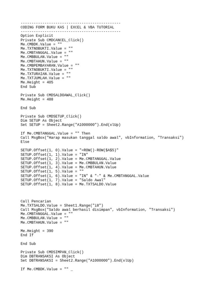 Coding Form Buku Kas | PDF | Computer Programming | Computing