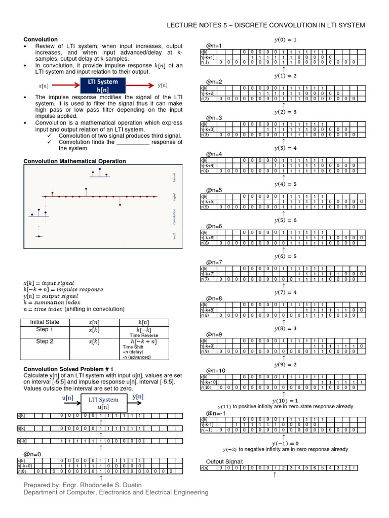 Lecture 5 Convolution Student | PDF | Electrical Engineering | Applied ...