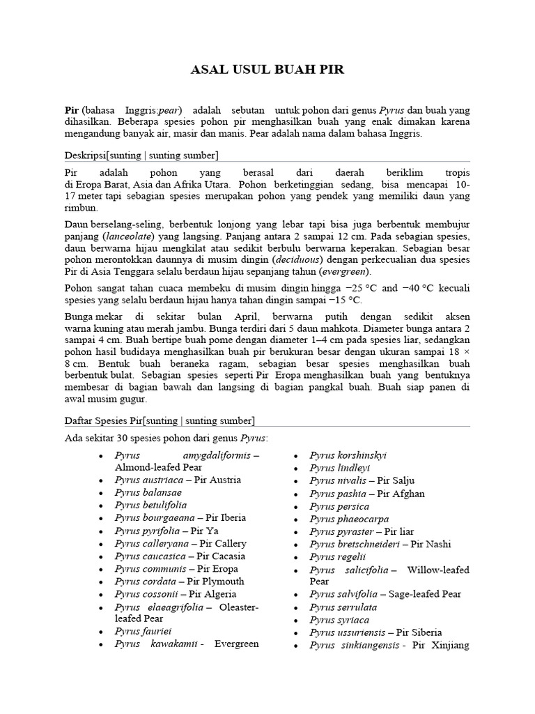 Asal Usul Buah Pir | PDF