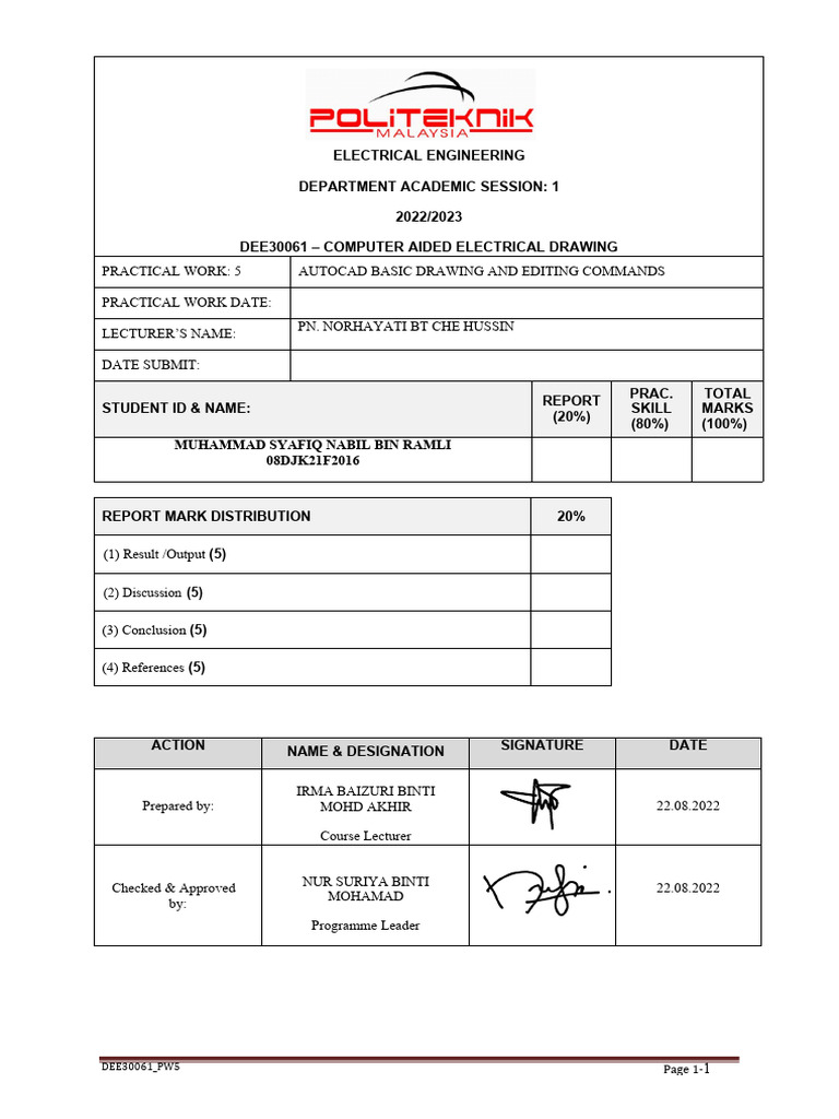 PW5 Autocad - Syafiq Nabil | PDF | Auto Cad