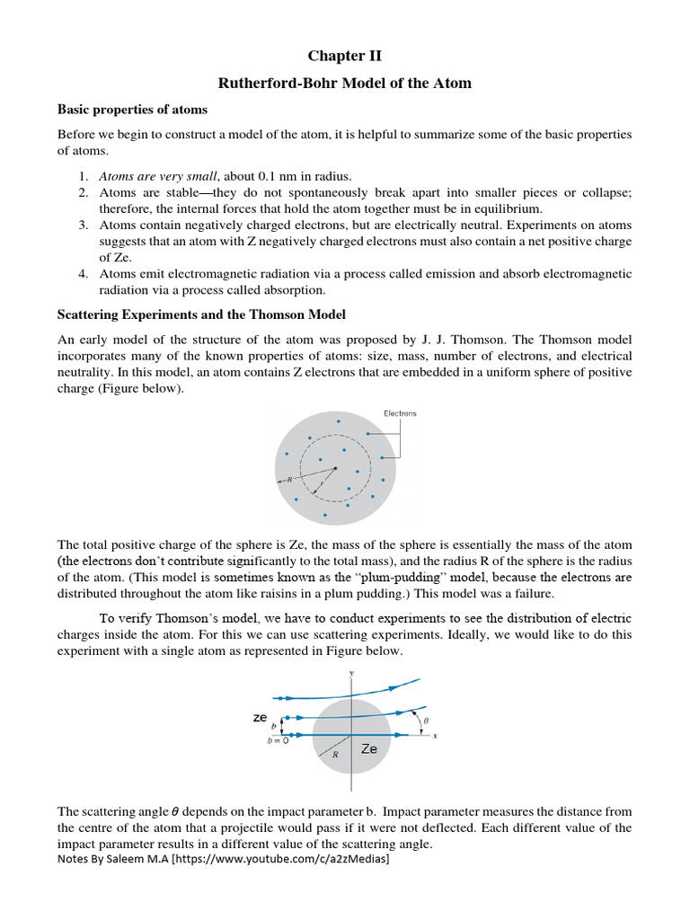 Rutherford-Bohr Atom Model Explained | PDF | Electron | Atoms