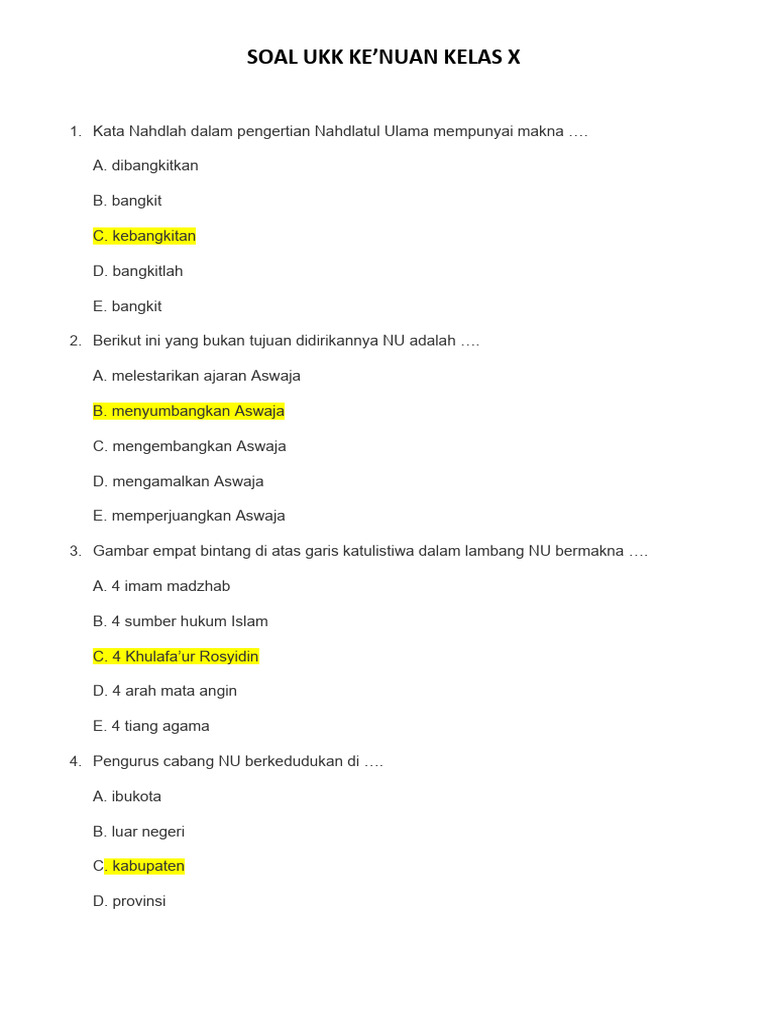 Soal UKK Ke'Nu'an Kelas X | PDF | Agama & Spiritualitas